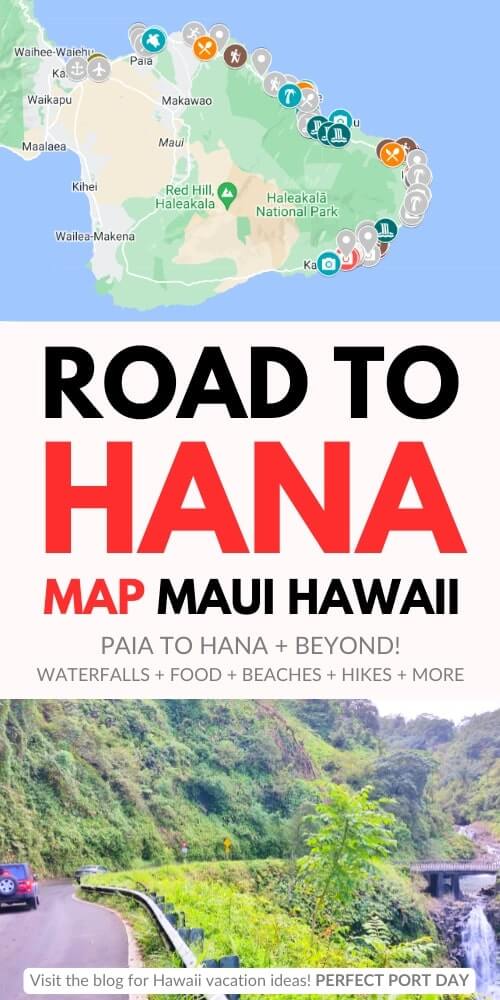 Road to Hana map for Maui day trip! 40+ things to do Road to Hana stops ...